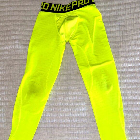 Bottoms | Nike Pro Compression Yellow Pants Sz7 67years | Poshmark